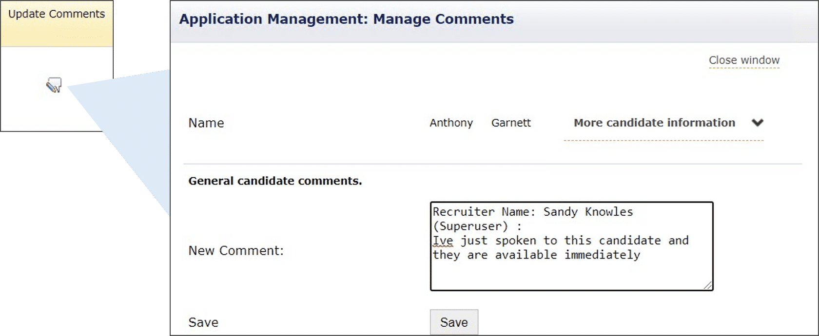 Recording comments for a Candidate – Ciphr